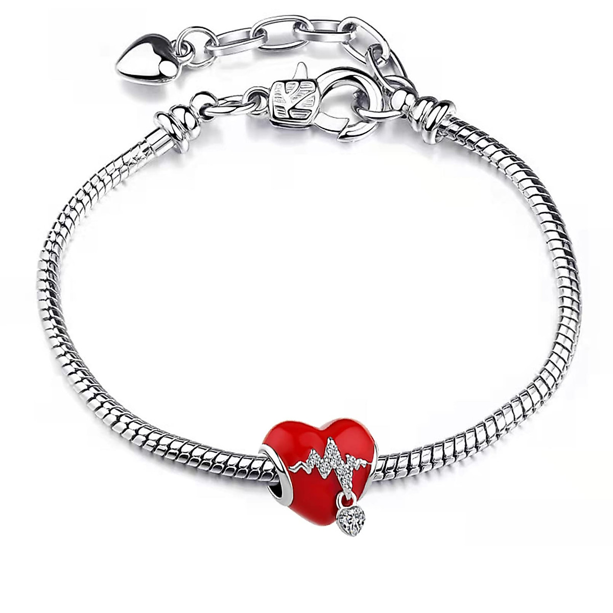 Chili Jewelry Heart Love Heartbeat Charms Electrocardiogram ECG Beads Compatible With Pandora Charms Bracelets