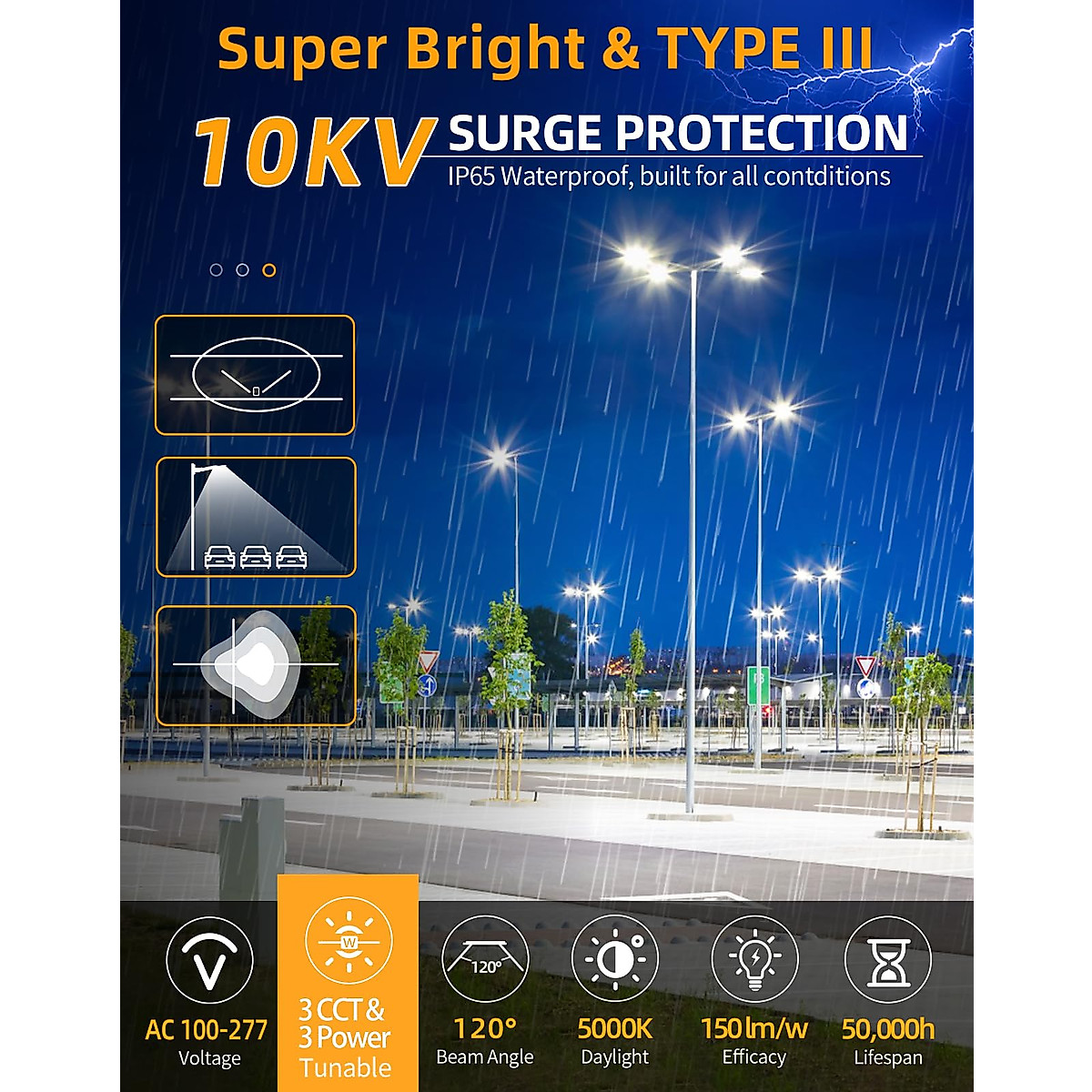4PCS LED Parking Lot Lights 320W 250W 200W Adjustable, LED Shoebox Light 5700K 5000K 4500K, UL Listed Outdoor Pole Light with Photocell, IP65 Commercial Street Area Lighting 100-277V (Slip Fit)