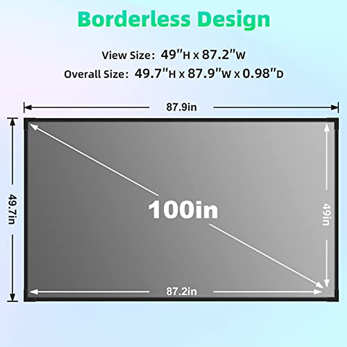 Hayluk 100-inch Projector Screen,4k HD Ambient Light Rejection(ALR) Projection Screen,16:9 Ust Ultra Short Throw Movies Screen,Indoor Video Home Theater,Edge Free Fixed Frame Screen