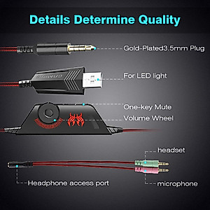 DIZA100 G9000 Gaming Headset Headphone 3.5mm Stereo Jack with Mic LED Light for Xbox One S/Xbox one/PS4/Tablet/Laptop/Cell Phone（Red）