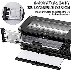 Toaster 2 Slice, CUSIMAX Toaster Long Slot with Glass Window Bagel Toasters, Artisan Bread Toaster Stainless Steel Wide Slot with Automatic Lifting, Slide-out Glass Panel and Removable Crumb Tray, Black Toaster