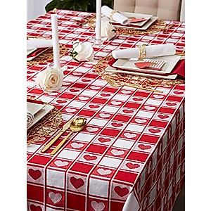 DII Valentine's Day Tablecloth Check Collection, Tablecloth, 60x84, Checkered Hearts