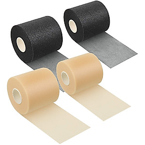 Nuanchu 4 Pcs Pre Wrap Athletic Tapes 30 Yards Hair Prewrap Strip Tapes for Soccer Ankles Wrists Sports Foam Tape(Black, Beige)