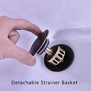 HANEBATH Pop-up Drain with Strainer Basket, Bathroom Sink Drain Assembly Less Overflow, Oil Rubbed Bronze