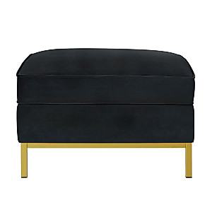 24KF Mid-Century Modern Upholstered Square Sofa Ottoman Couch Ottoman, upholstered Velvet Padded Cushion Coffee Table Ottoman,Large Footrest Ottoman for Sofa Couch-Black