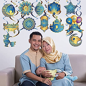 Ramadan Mubarak Decorations Eid Mubarak Hanging Swirl Ceiling Foil Decor Ramadan Decorations for Home Eid Al-fitr Party