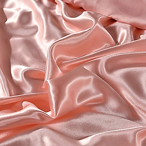 Erosebridal Hotel Pink Duvet Cover Queen Silk Like Satin Bedding Set Summer Reversible Quilt Comforter Cover Honeymoon Sexy Luxury Soft Lightweight Brushed Bedspreads for Farmhouse Room Decor