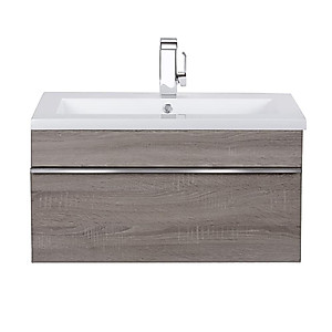 Cutler Kitchen and Bath Arlie 30 inch Wall Mounted Bathroom Vanity with Sink, Cultured Marble Top - Bathroom Sink Vanity with Multiple Soft Close Storage Drawers, Dorato