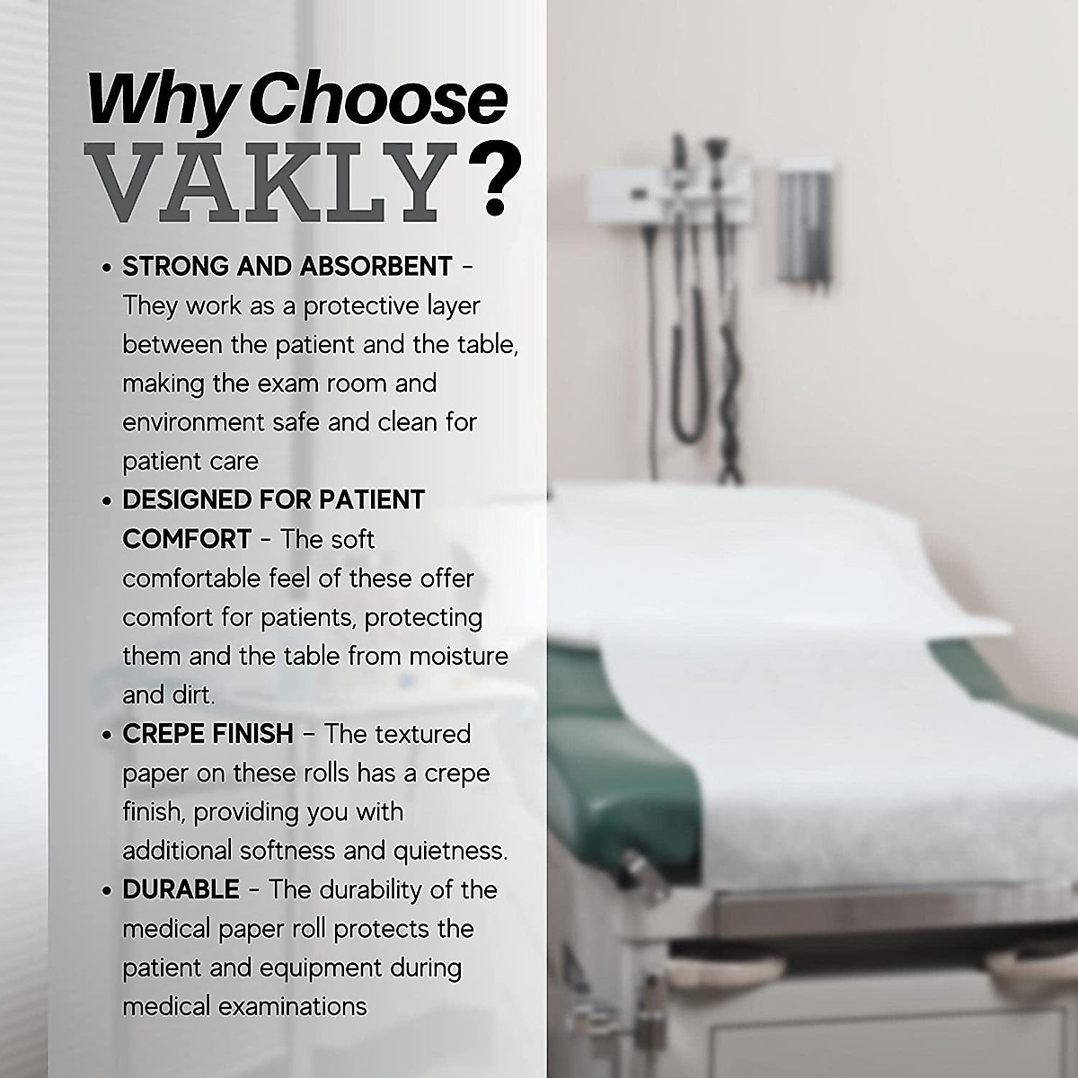 Exam Table Paper - 18''x125’ Disposable Standard White Textured Crepe Medical Barrier Cover Roll - Wide Paper Rolls for Spas, Daycares, Doctors, Chiropractors, Examination and Massage Tables (2)