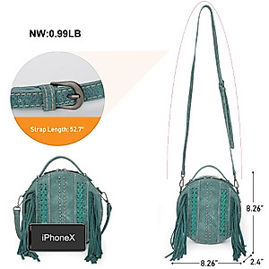 Montana West Fringe Western Purses for Women Crossbody Bag Circle Round Bag Vintage Shoulder Handbag MW1054-118CF