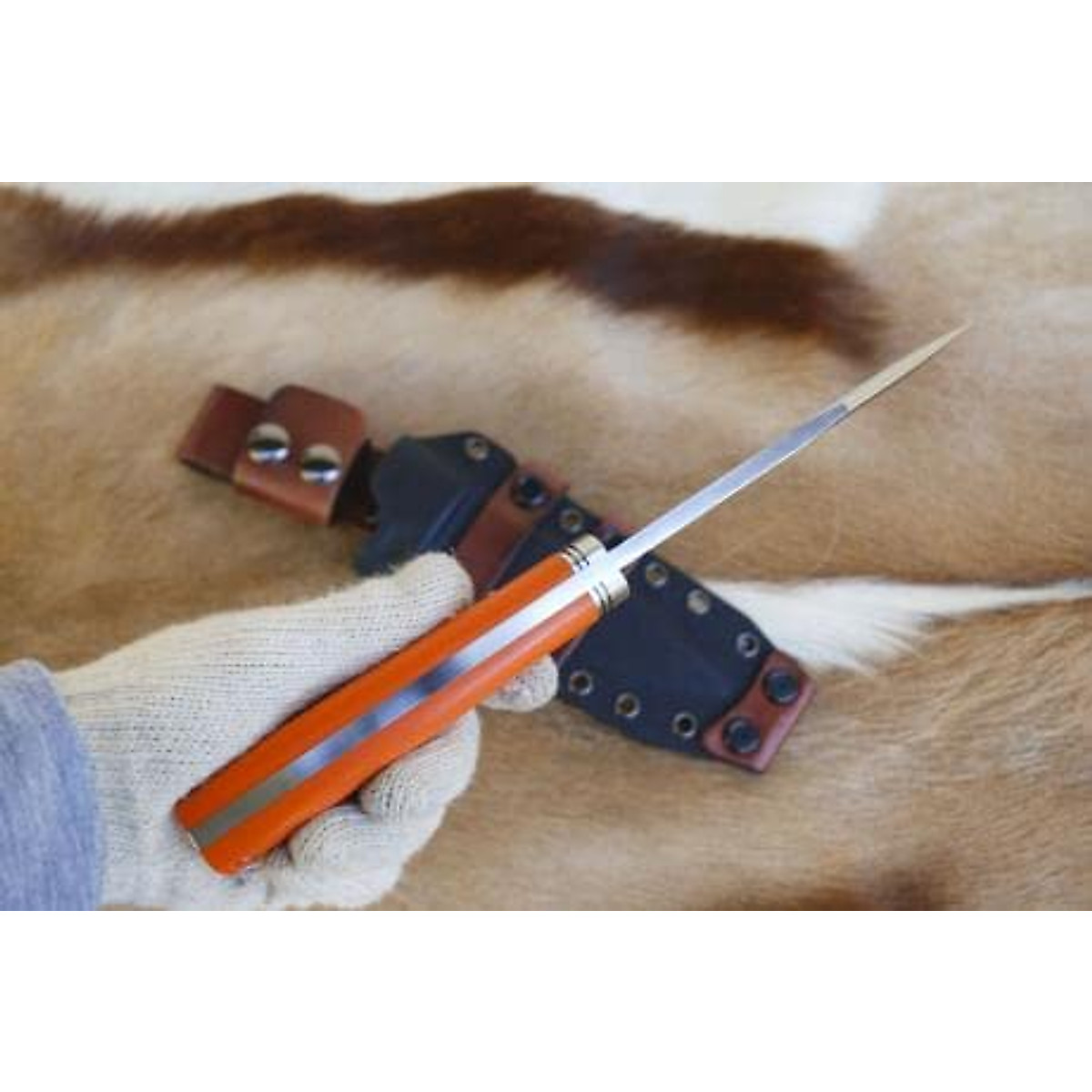 Masano Outdoor Multi Fulltang Knife MASANO03 Orange masano03-or D2 Steel 9.4" Blade G10 Handle Kydex Sheath Camping Bushcraft