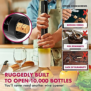 VINABON Electric Wine Opener - New 2023 Battery-Operated Electric Wine Bottle Opener with Wine Foil Cutter - One-Click Reusable Automatic Electronic Wine Opener Corkscrew. Includes WineGuide Ebook
