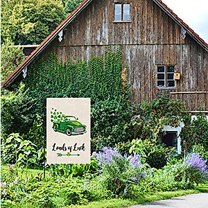 PTFNY St. Patrick's Day Garden Flag Truck Loads of Luck Clovers Irish Green Shamrocks Saint Patrick's Day Yard Flags Double Sided 12 x 18 Inch St. Patty's Outdoor House Yard Lawn Decorations