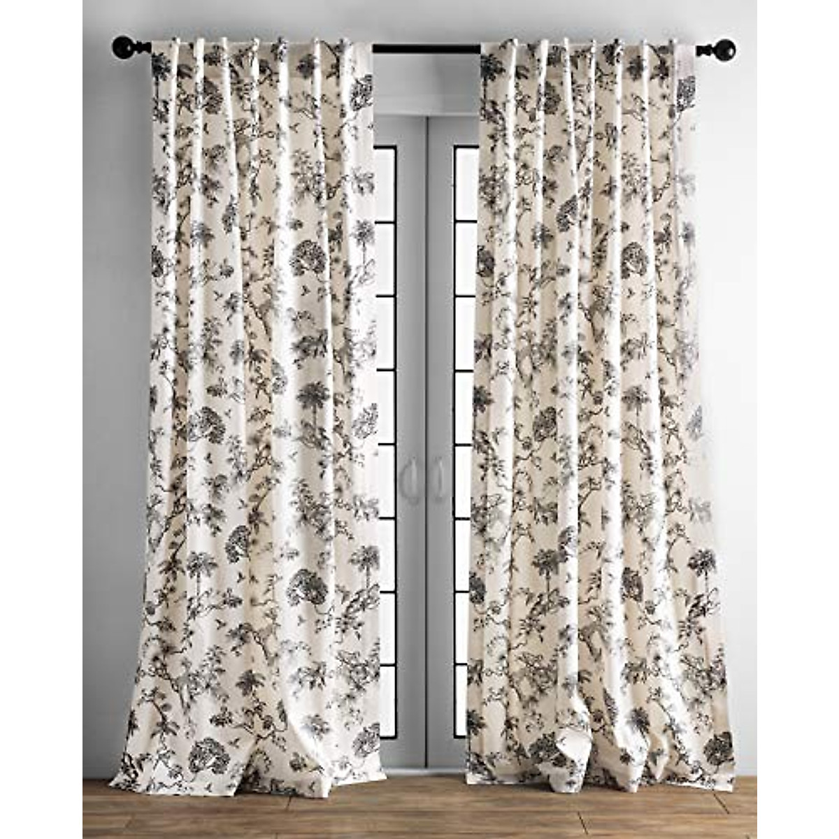 Maison d' Hermine Tailored Curtain 100% Cotton Easter One Panel 50"x108" Curtains, Easy Hanging with a Rod Pocket & Loop for Living Rooms Bedrooms Offices, Bonobo - Grey - Spring/Summer