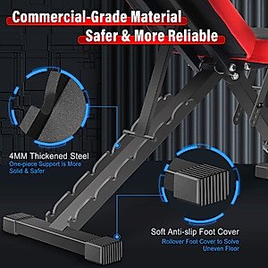 WOZE Adjustable Weight Bench, Foldable Workout Bench for Full Body Strength Training, Multi-Purpose Decline Incline Bench for Home Gym - New Version