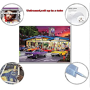 Route 66 Decor - Mother Road Vintage Car Posters Picture Canvas Printing Wall Art Home Bedroom Living Room Office Wall Decor Gifts for Men (route 66 poster,12x18inch-unframed)