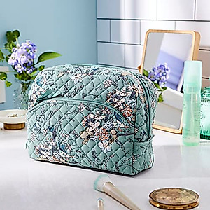 Vera Bradley Women's Cotton Large Cosmetic Makeup Organizer Bag, Enchanted Mandala - Recycled Cotton, One Size