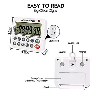 AIMILAR Digital Kitchen Timer - Magnetic Count Up Down Direct Entry Cooking Timer with Loud Alarm, Auto Shut-Off & Memory Function, 99 Hrs 99 Mins 99 Secs, 10 Key Timer for Cooking, Exercise, Games