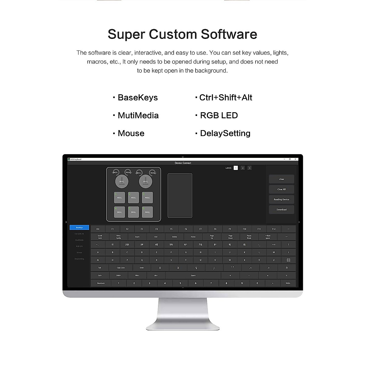 6 Key 2 Knob Macro Keyboard Programmable Wired/Bluetooth /2.4G Receiver 400mAh One Handed Gaming Keyboard With Software Macro Keyboard with macro Keys ,Hot-Swap Switch RGB For Photoshop,Gaming