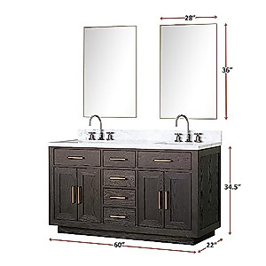 Bell+Modern Shelter 60 in W x 22 in D Brown Oak Double Bath Vanity and Carrara Marble Top