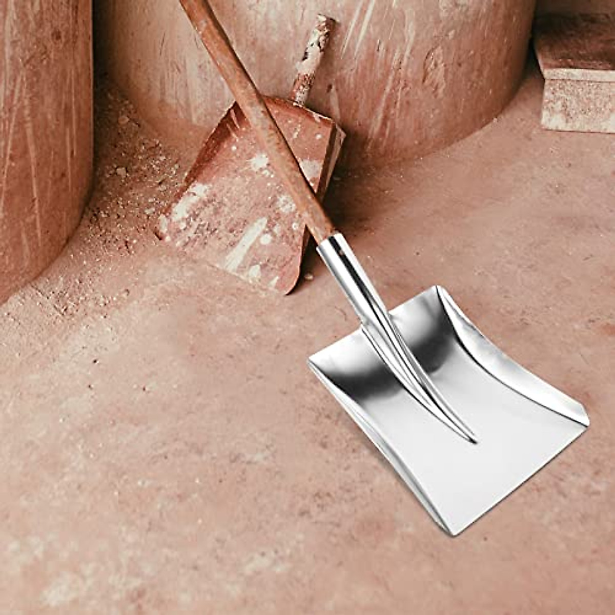 GANAZONO Snow Shovel Head Stainless Steel Winter Snow Removing Shovel Poultry Feed Shovel Head Pan Snow Pushing Shovel Accessories (Silver)