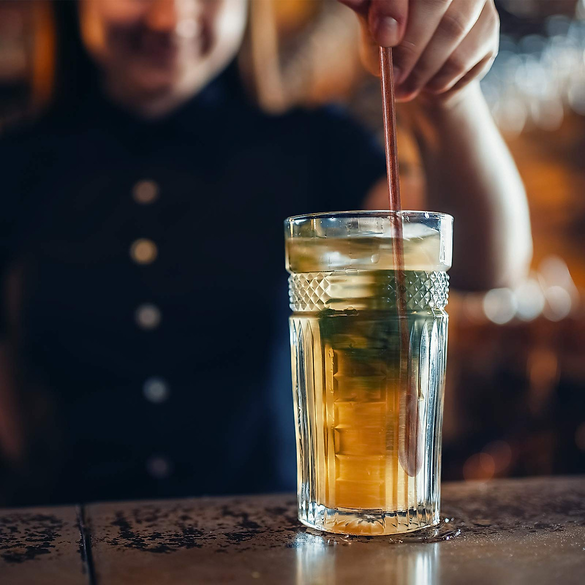 4 Pieces Wooden Coffee Mixing Spoons Long Handle Cocktail Spoons Wood Iced Tea Spoons Small Stirring Spoon for Mixing Coffee Tea Beverage, 7.87 Inch