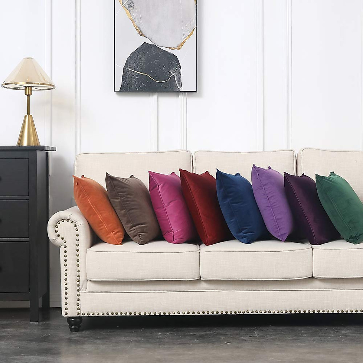 MIULEE Pack of 2 Decorative Velvet Throw Pillow Cover Soft Pillowcase Solid Square Cushion Case for Sofa Bedroom Car 22x22 Inch Black