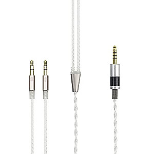 NewFantasia 4.4mm Balanced Male Cable 6N OCC Copper Single Crystal Silver Plated Cord Compatible with Hifiman Ananda, Sundara, Arya, HE400SE, Deva-Pro Headphones (4.4mm to Dual 3.5mm Male Version)