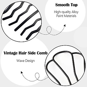 BAINESS 4 Pcs Metal U Shape Teeth Alloy Hair Accessories - Black Hair Fork Clips, Side Combs, Updo Bun Pins for Women Hair Styling