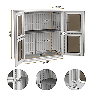 ADDOK Resin Wall Cabinet, 30.2 Inch Outdoor Storage Cabinet with Doors,Lockable Cabinet for Garage, Kitchen, Tool Room, Waterproof Storage Shed