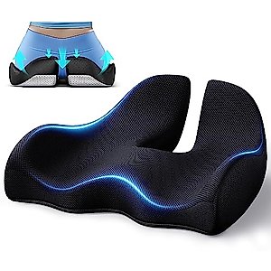 Benazcap X Large Memory Seat Cushion for Office Chair Ergonomic Cushions Pad Pillow for Pressure Relief Sciatica & Pain Relief Memory Foam for Long Sitting for Gaming Chair and Car Seat Black