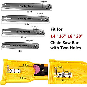 Chainsaw Sharpener Universal Chain Saw Blade Sharpener Fast Sharpening Stone Grinder Tools Bar Mounted Chainsaw Teeth Sharpener Fit for 14 16 18 20 Inches Two Holes Chain Saw Bar with total 4 Whetston