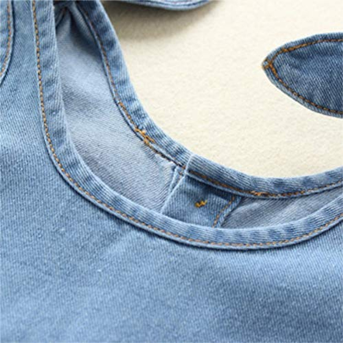 Happy Town Newborn Infant Baby Girls Denim Bodysuit Halter Sleeve Romper Jeans Overalls (Denim, 9-12 Months)
