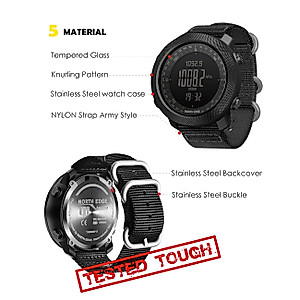 North Edge Apache Tactical Sports Watches for Men , Outdoor Survival Military Compass Rock Solid Digital Watches with Durable Band, Steps Tracker Pedometer Calories (Green)…