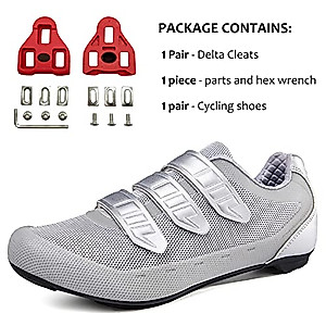 Mens Womens Indoor Cycling Shoes Compatible with Peloton Bike Shoes Cycling Shoes with Delta Cleats Clip Outdoor Pedal SPD Road Bike Shoes,Gray
