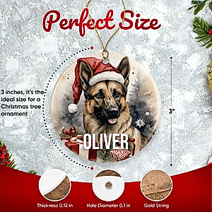 German Shepherd Personalized Dog Ornament - Pet Ornament for Christmas Tree - 3" Round Ceramic - Printed in USA - Choose from 200 Breeds - Dog Mom - Dog Dad - Xmas Decoration DOG0101