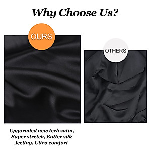 Naivlizer Satin Lined Hair Bonnet Sleep Cap, Adjustable Slouchy Sleep Bonnet, Hair Wrap for Frizzy Curly Hair Locs, Hair Protect Night Sleeping Beanie for Men & Women, Black