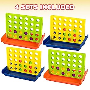 Gamie Four in a Row Game, Set of 4, Line Up Four Pegs in a Row Games with Foldable Board & 30 Pieces Each, Fun Indoor Game Night Games for Kids, Educational Learning Game for Children
