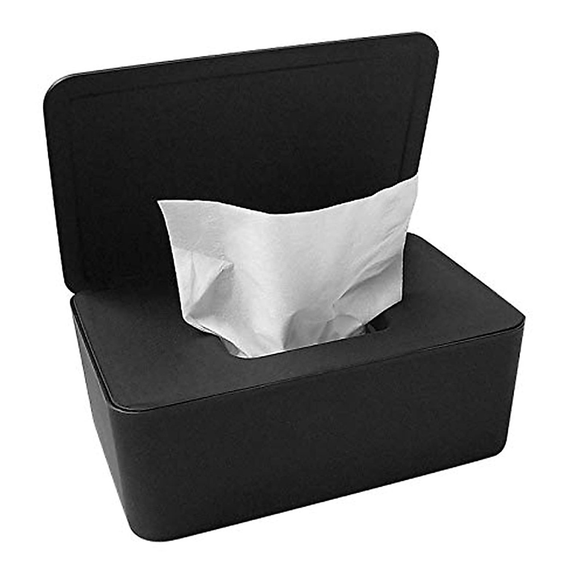 LEFUYAN Wipes Dispenser, Dustproof Tissue Storage Box Case Wet Wipes Dispenser Holder with Lid for Home Office Desk (Black)