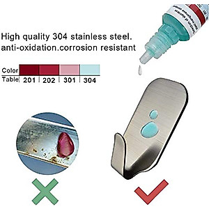 10 Pcs Adhesive Hook (Hold 8 lb Each) Heavy Duty 304 Stainless Steel Hanging for Bath Towel Coat Hat Hooks Kitchen Wall Storage Organizer