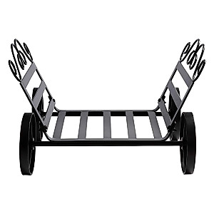 DOEWORKS Fireplace Log Rack Decorative Wheels Fire Wood Carriers Heavy Duty Firewood Holder Stand for Indoor/Outdoor Fire Place
