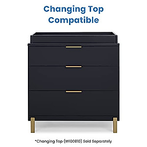 Delta Children Hendrix 3 Drawer Dresser, Midnight Grey/Bronze