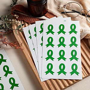20 Sheets 240 Pcs Green Ribbon Temporary Tattoos Mental Health Awareness Tattoo Sticker for Adult Teens School Fundraiser Charity Public Social Event Welfare Supplies