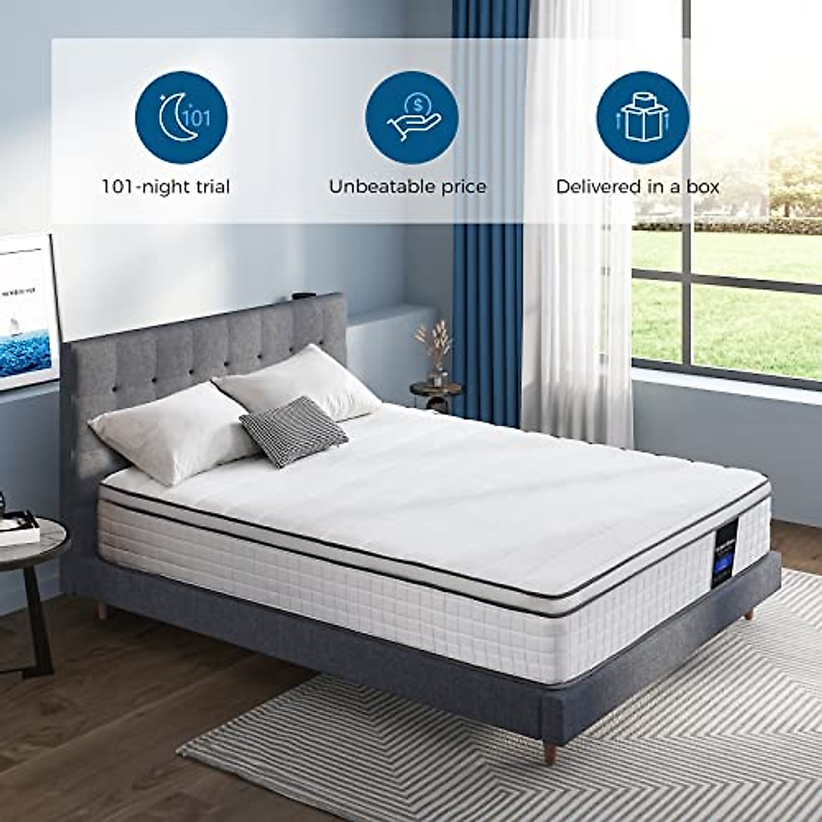 Inofia Twin Mattress, 10 Inch Twin Size Hybrid Mattress in a Box with Cool Memory Foam, Breathable Comfortable Single Mattress, Motion Isolating Individually Wrapped Coils, Supportive&Pressure Relief