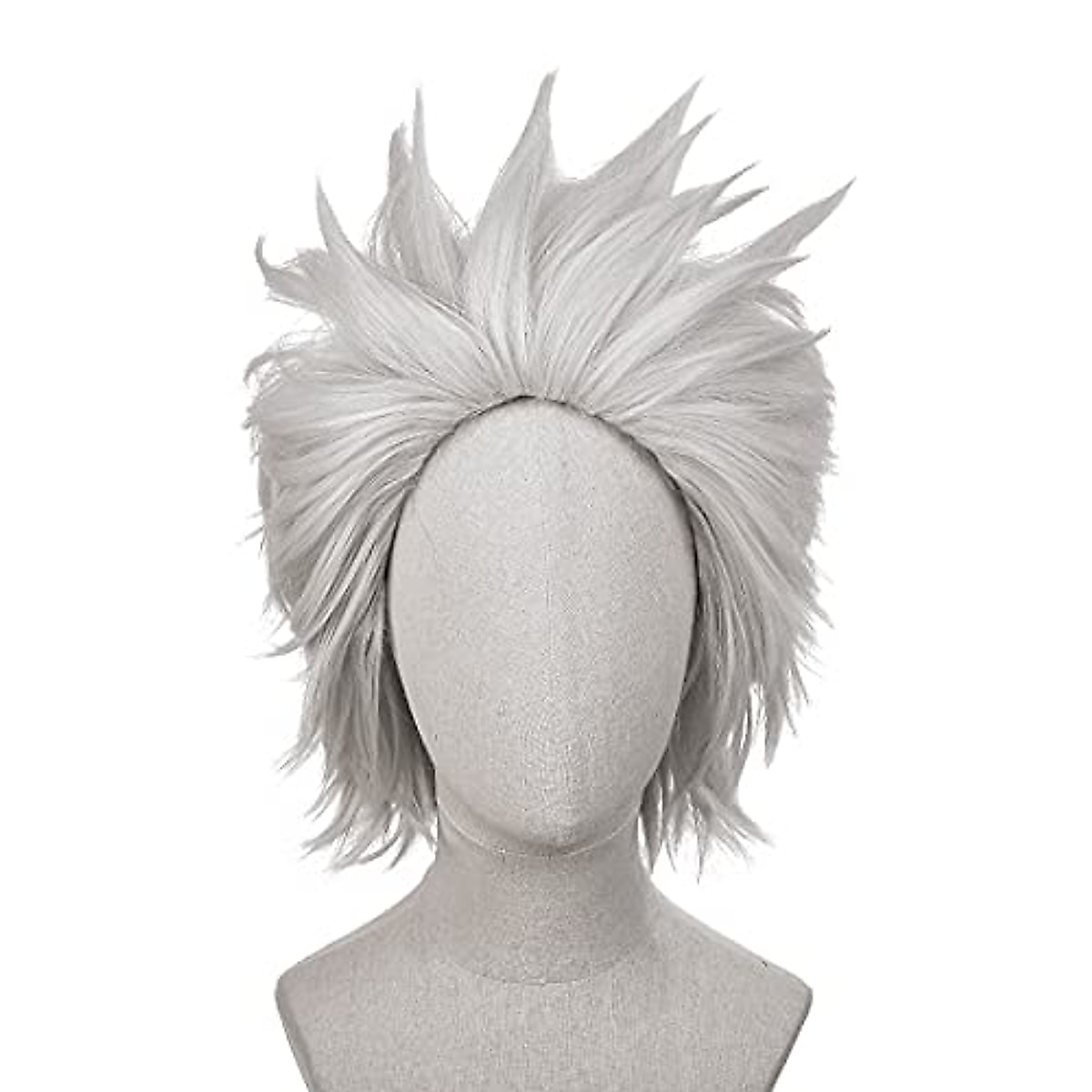 FYXZHUO Men's Short Sliver White Cosplay Wig Straight Anime Hair Wigs for Halloween