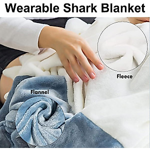 Shark Blanket For Adult, Wearable Shark Blanket Hoodie Super Soft Cozy Flannel, Boys Girls Shark Onesie