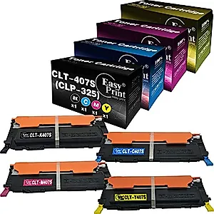 EASYPRINT (1xSET, BCMY) Compatible 407S Toner Cartridge Replacement for CLT-407S Used for Samsung CLP-325 CLP-320 CLX-3285 CLX-3185 Printers