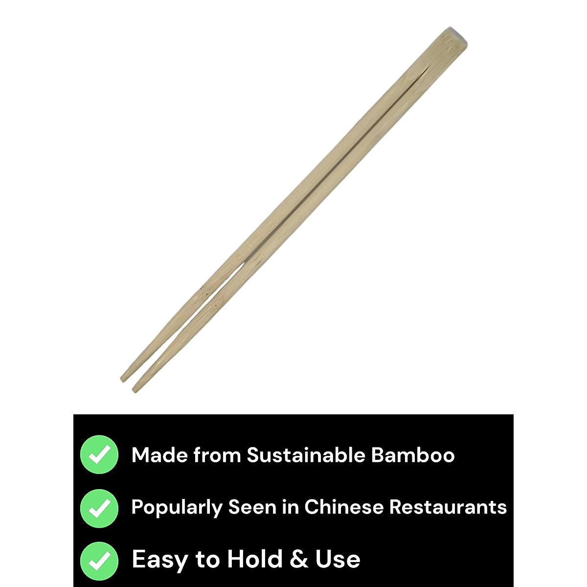 Chinese Bamboo Disposable Chopsticks - Pack of 100 Pairs, 9" long, Has Directions on the Back of Each Pair! Great for Everyone and Food Service Customers!