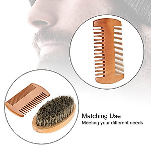 Men's Beard and Mustache Care Kit - Oval Brush, Comb, Grooming Tools for Softening, Conditioning, and Cleaning