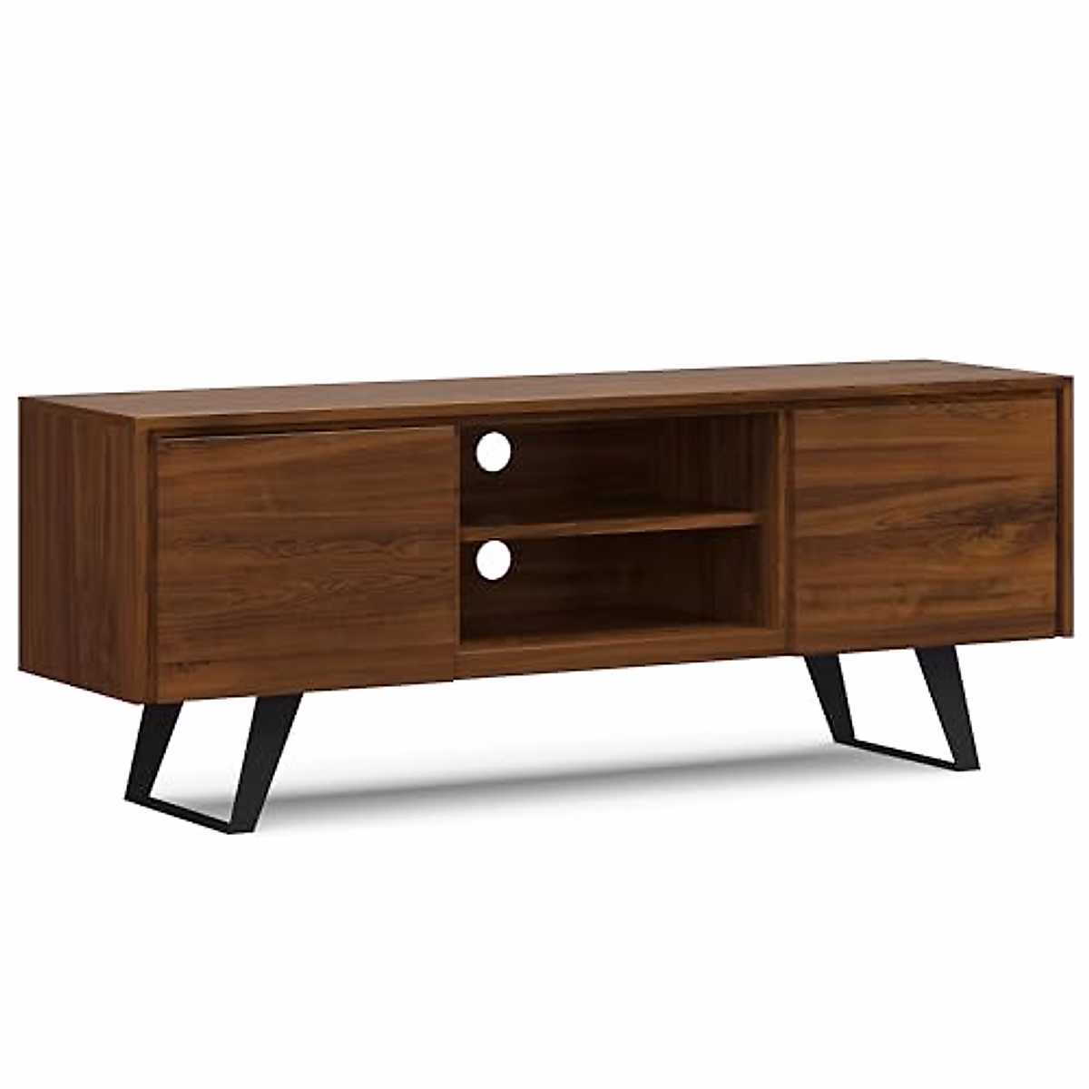 SIMPLIHOME Lowry 63 inch Wide Modern Industrial TV Media Stand in Walnut For TVs up to 70 inches for the Living Room and Entertainment Center
